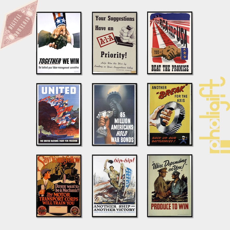 61 Vintage WW2 Propaganda Posters Bundle, High Quality Scanned ...