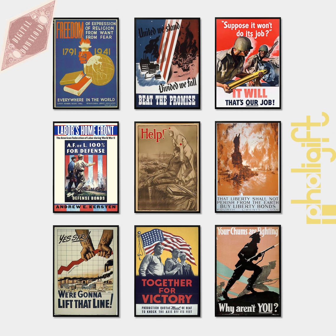 61 Vintage WW2 Propaganda Posters Bundle, High Quality Scanned ...