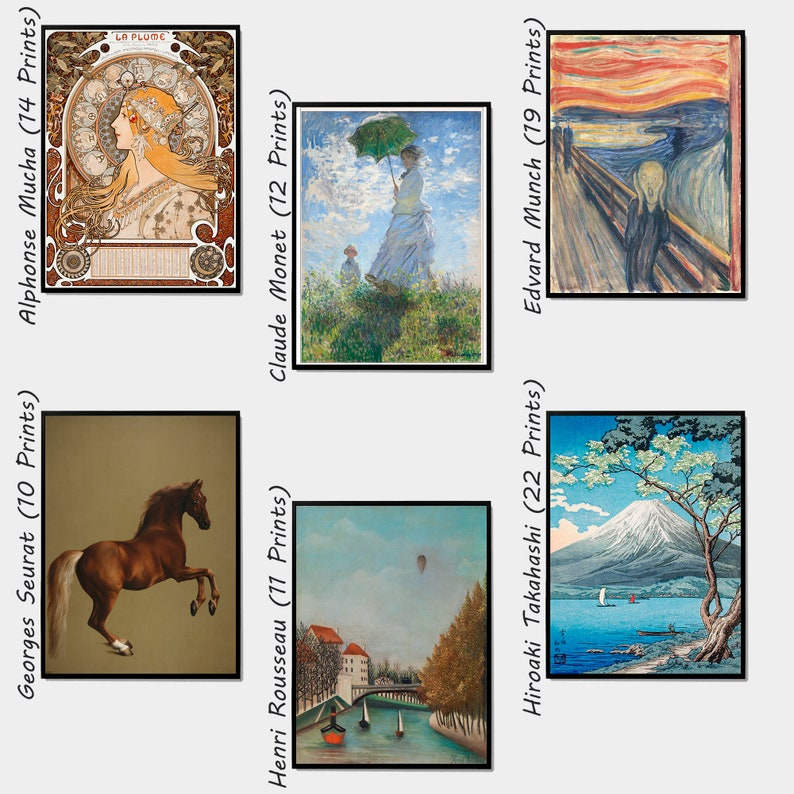 11 Famous Artist's 197 Prints Bundle, Printable Wall Art Collection ...
