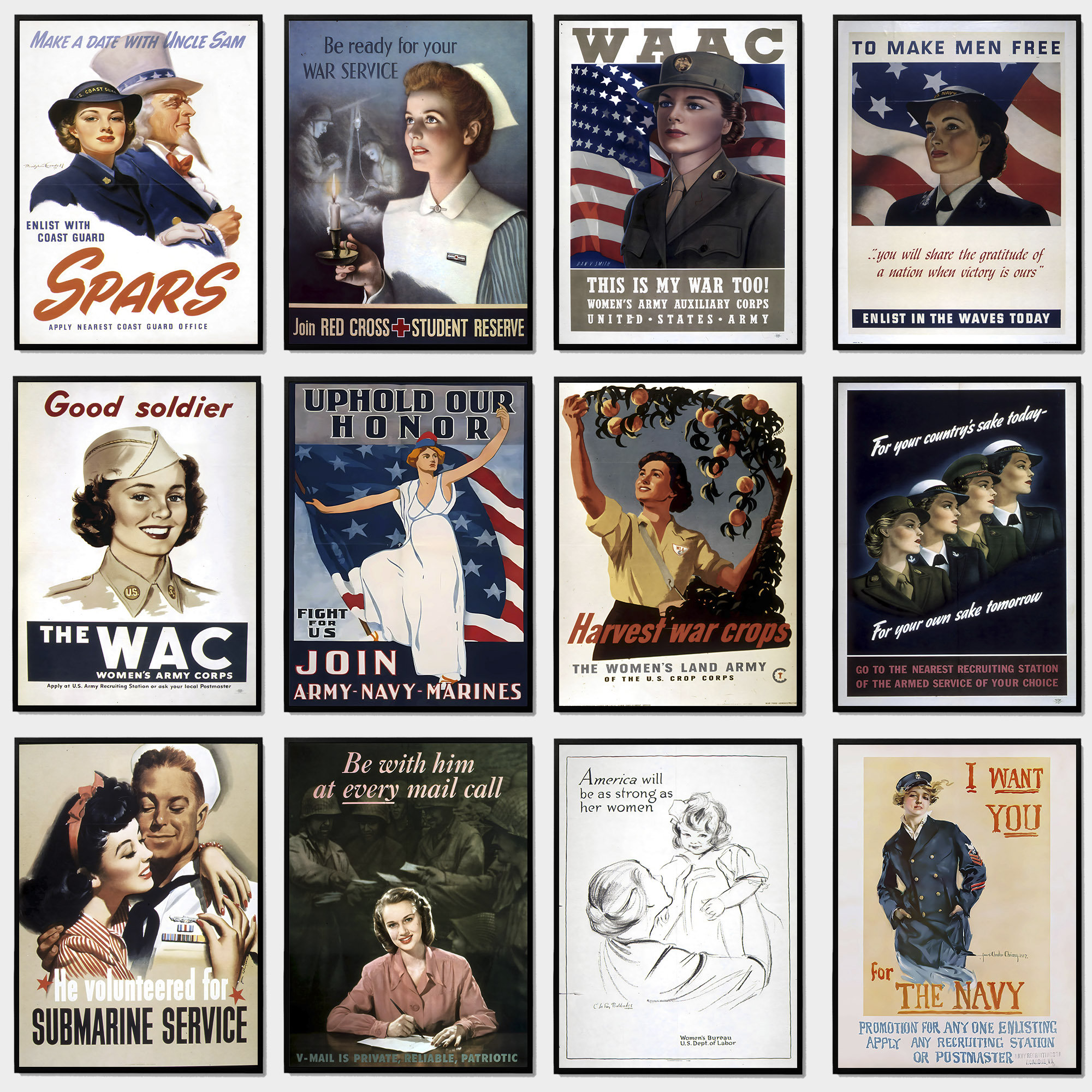65 HQ Vintage Woman Propaganda Poster Bundle, 1940s WW2 Feminist Poster ...