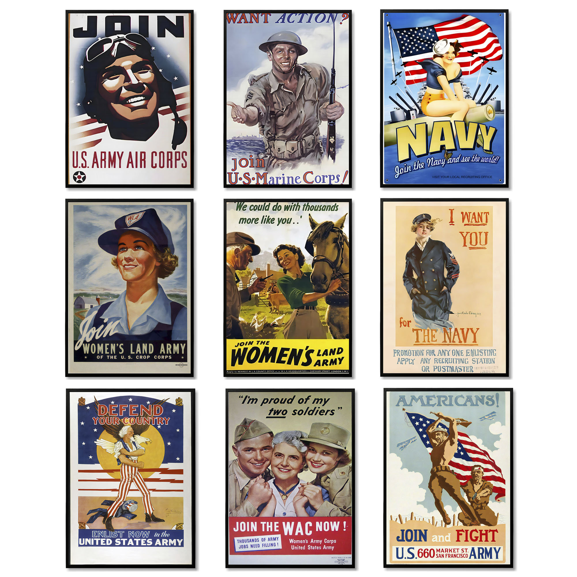 20 High Quality Join the Army World War Poster Bundle, Increased ...