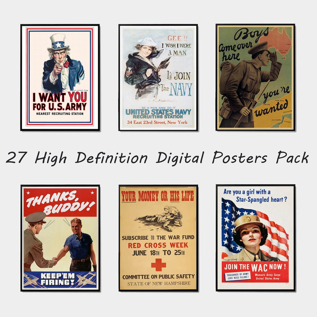 27 Vintage WW2 Propaganda Posters Bundle, Printable World War Digital ...