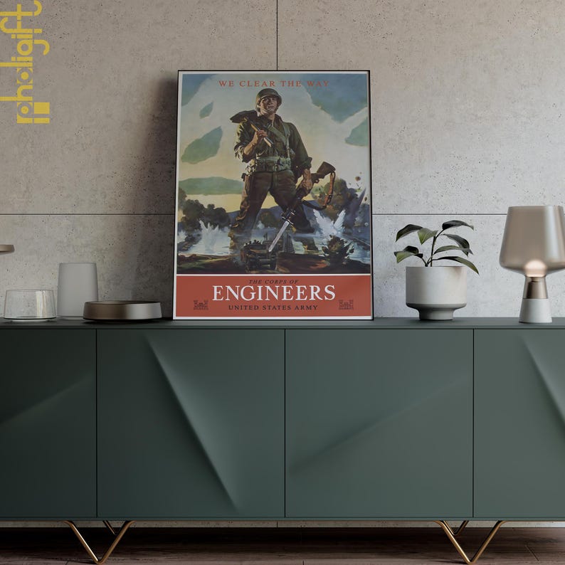 U.S. Army Engineer Recruitment Poster, Vintage Military Propaganda ...