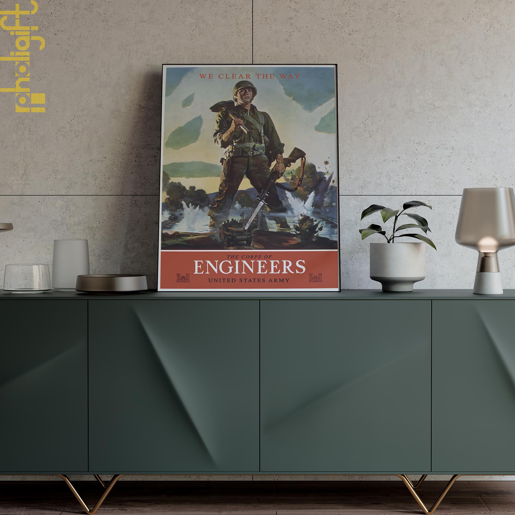 U.S. Army Engineer Recruitment Poster, Vintage Military Propaganda ...
