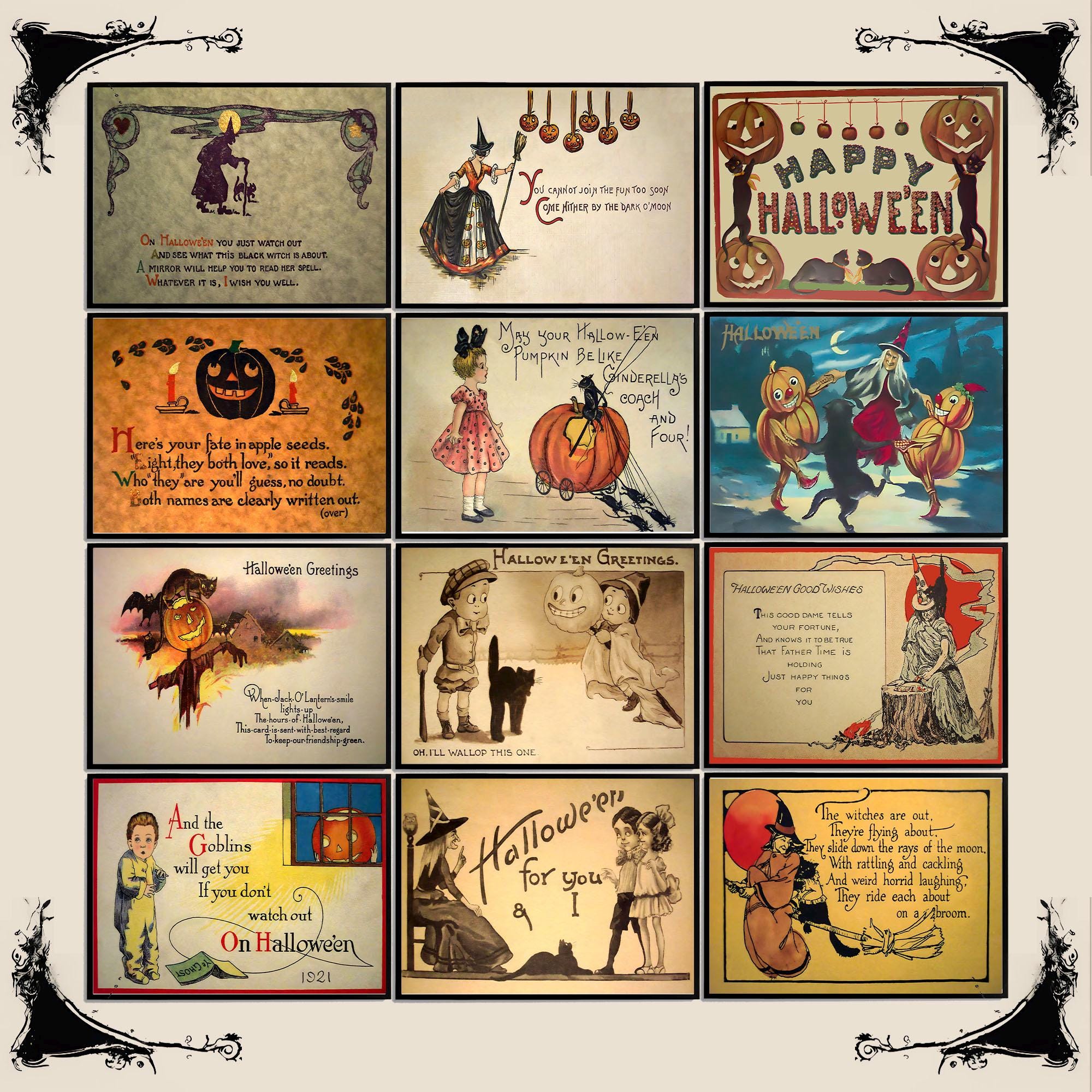 55 Printable Vintage Halloween Posters, Fall Season Print Pack, Wall ...