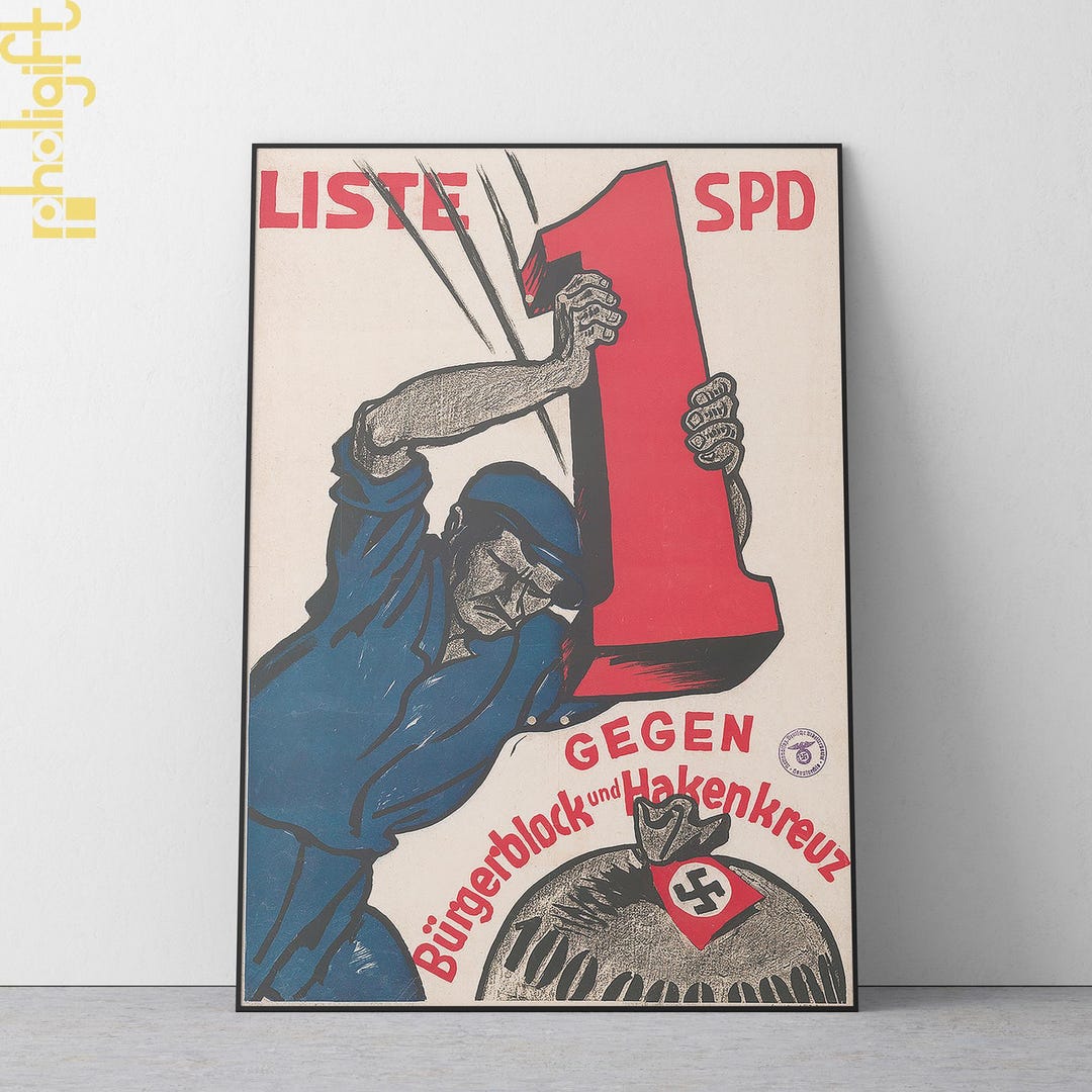 Vintage German SPD Election Matte Vertical Poster, Historical Political ...