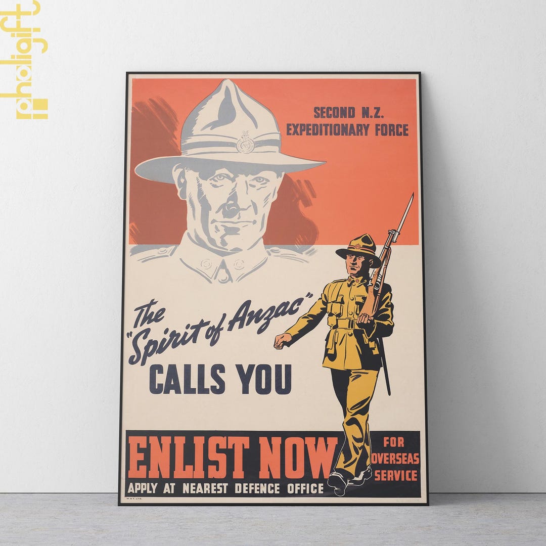 ANZAC WWI Enlistment Poster, Australian & New Zealand Army Corps ...