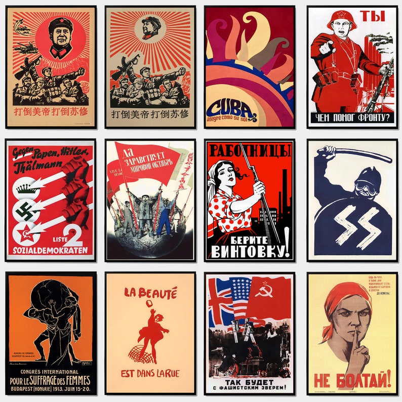 35 HQ Popular Vintage Propaganda Poster Bundle, Soviet Union Prints Art ...