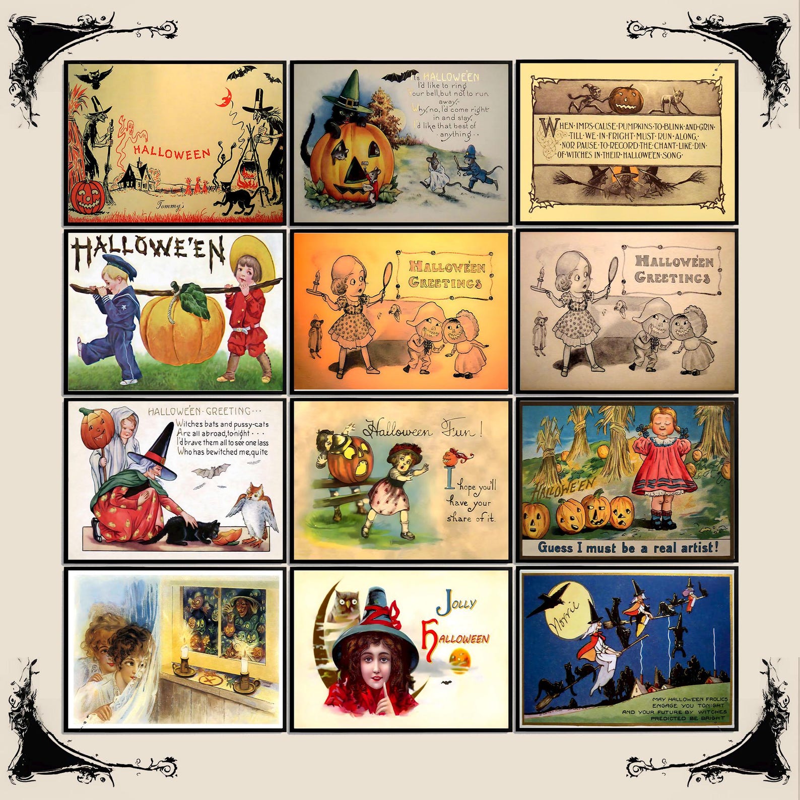 55 Printable Vintage Halloween Posters, Fall Season Print Pack, Wall ...