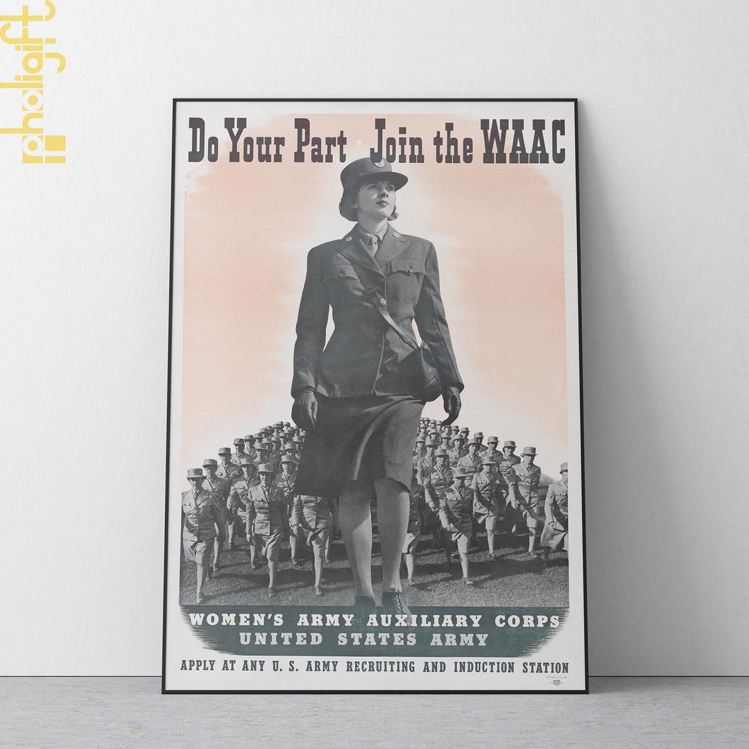 Vintage WWII WAAC Recruiting Poster, Retro Military Propaganda Wall Art ...