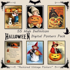 55 Printable Vintage Halloween Posters, Fall Season Print Pack, Wall ...