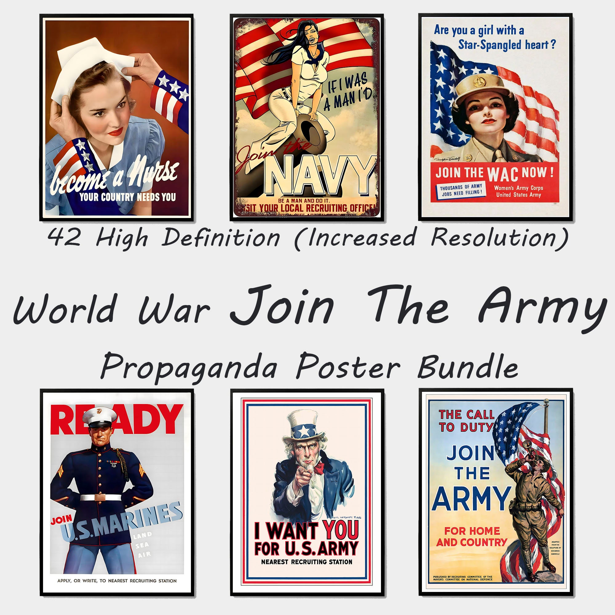 42 HQ World War Join the Army Poster Bundle, Increased Resolution ...