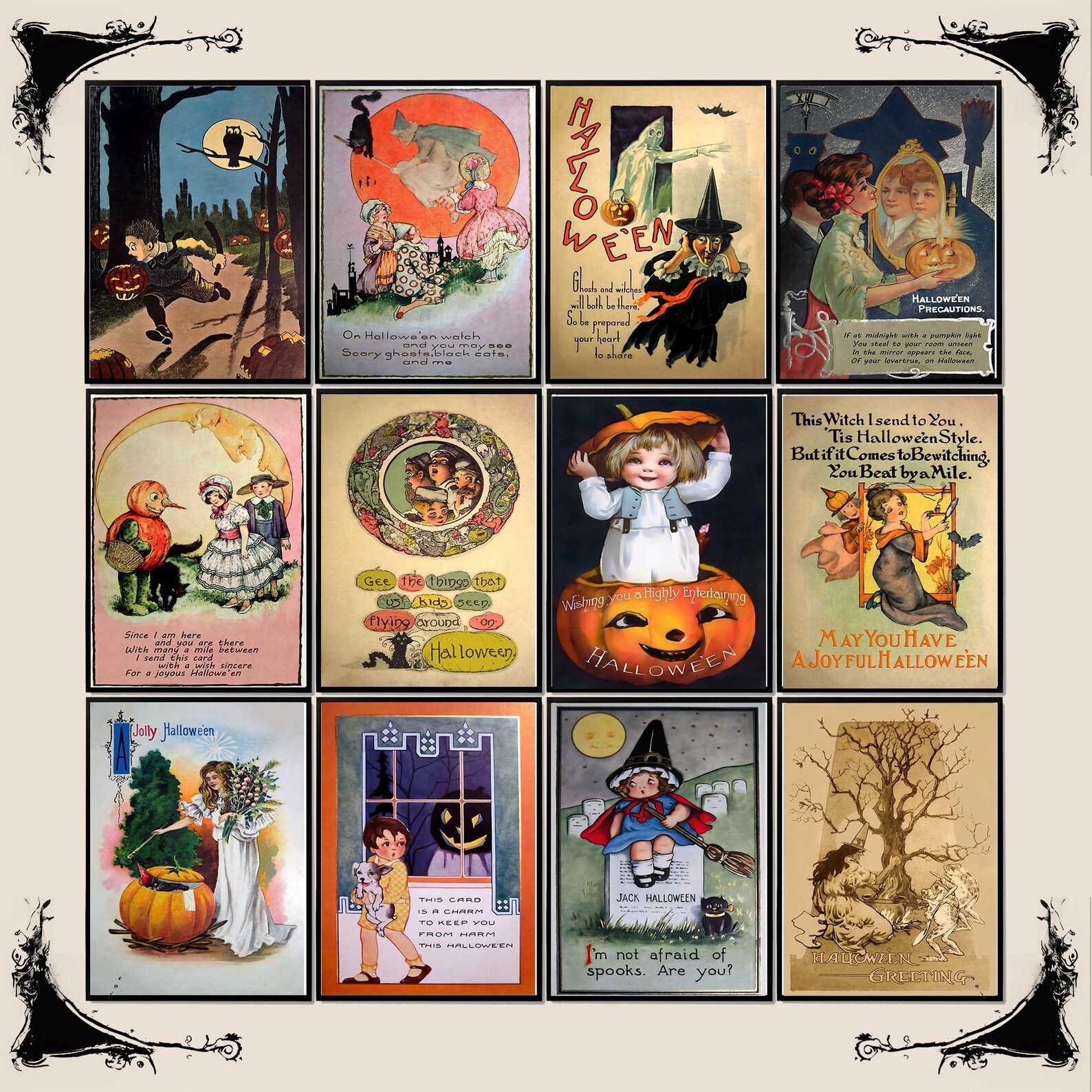 55 Printable Vintage Halloween Posters, Fall Season Print Pack, Wall ...