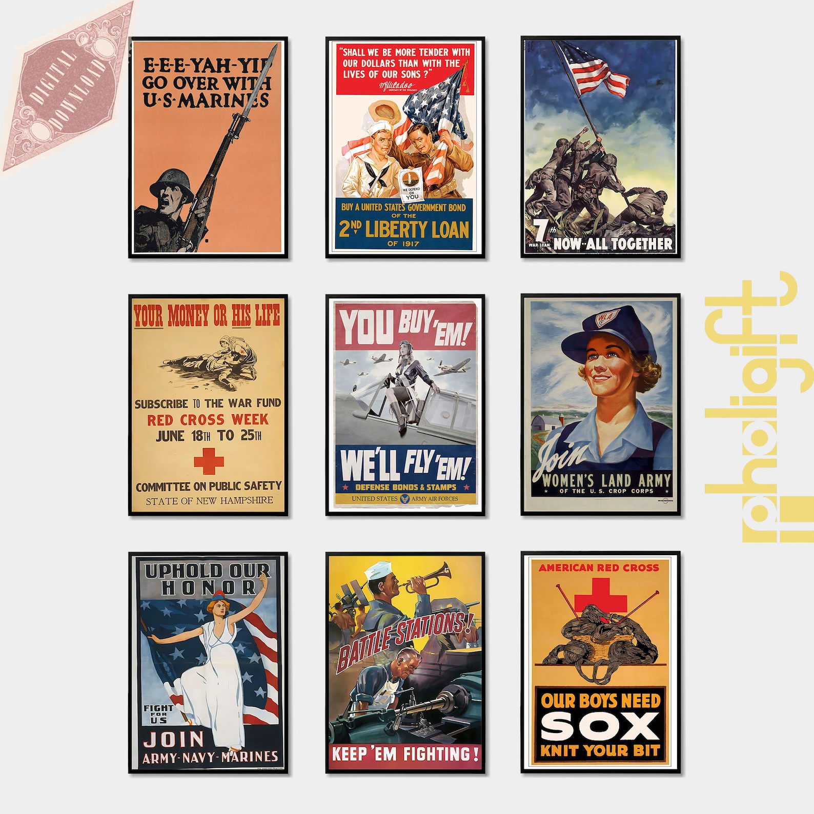 61 Vintage WW2 Propaganda Posters Bundle, High Quality Scanned ...