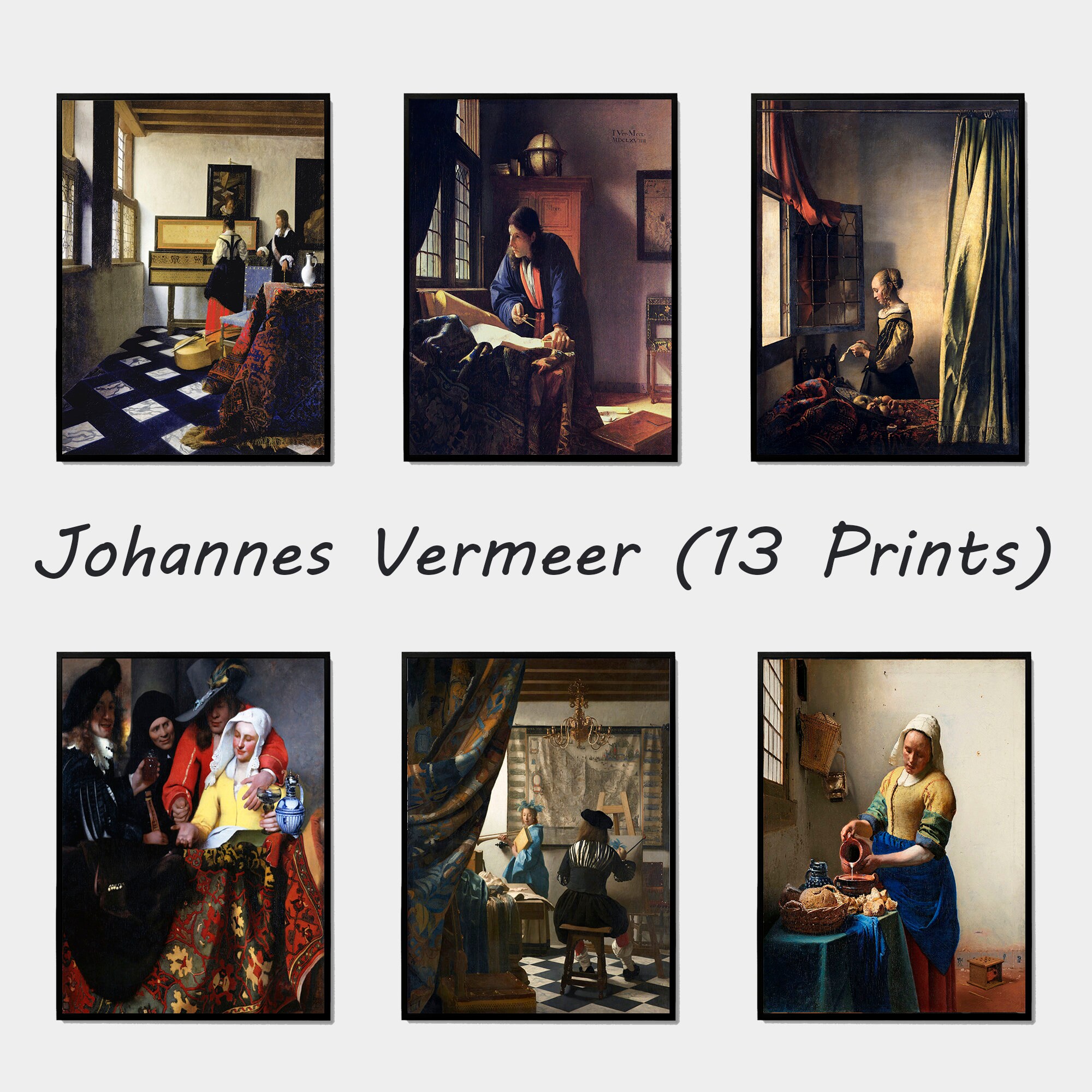 13 Prints of Johannes Vermeer, Printable Wall Art Collection, Trendy ...