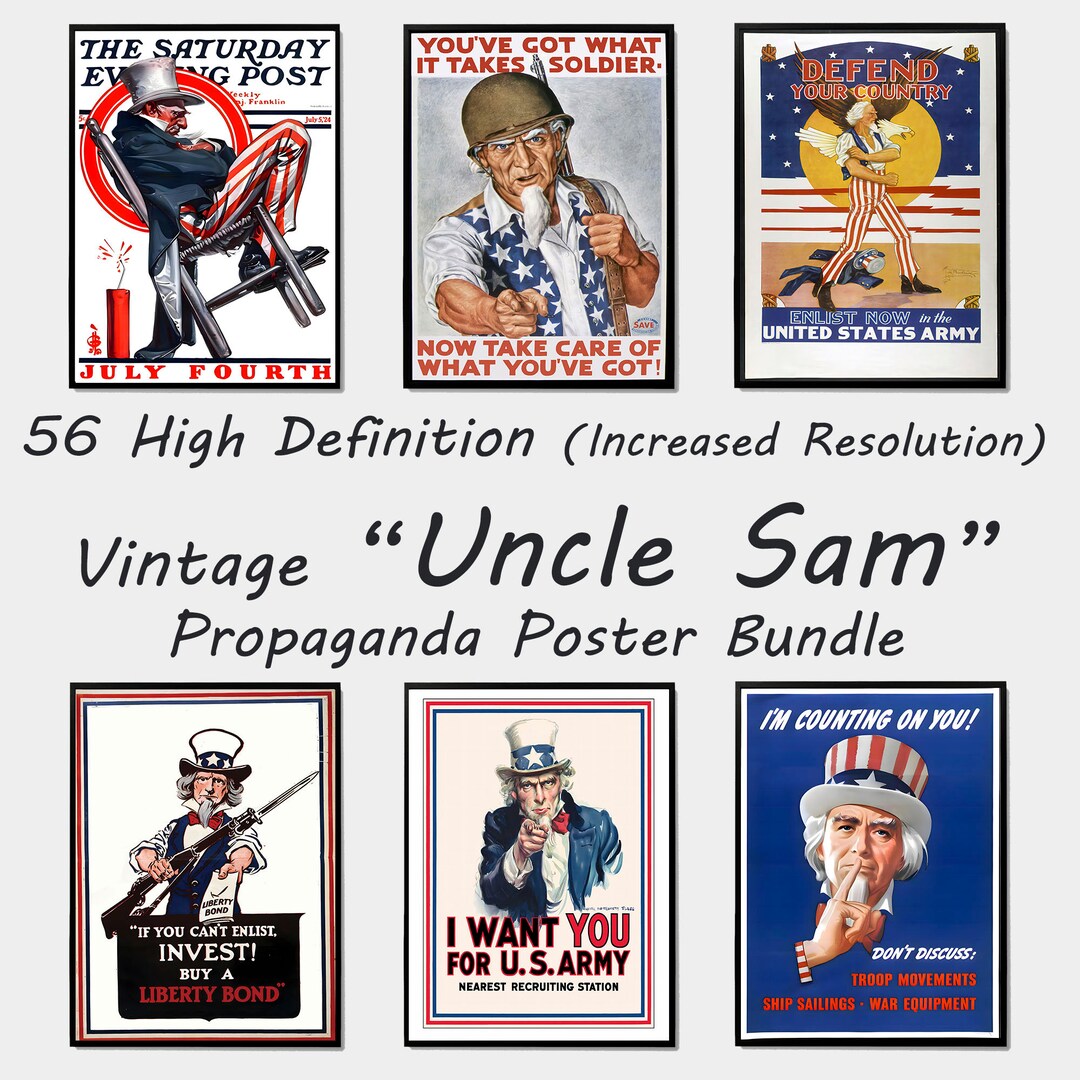 56 Vintage Uncle Sam Printable Patriotic Americana Art | Retro Liberty ...