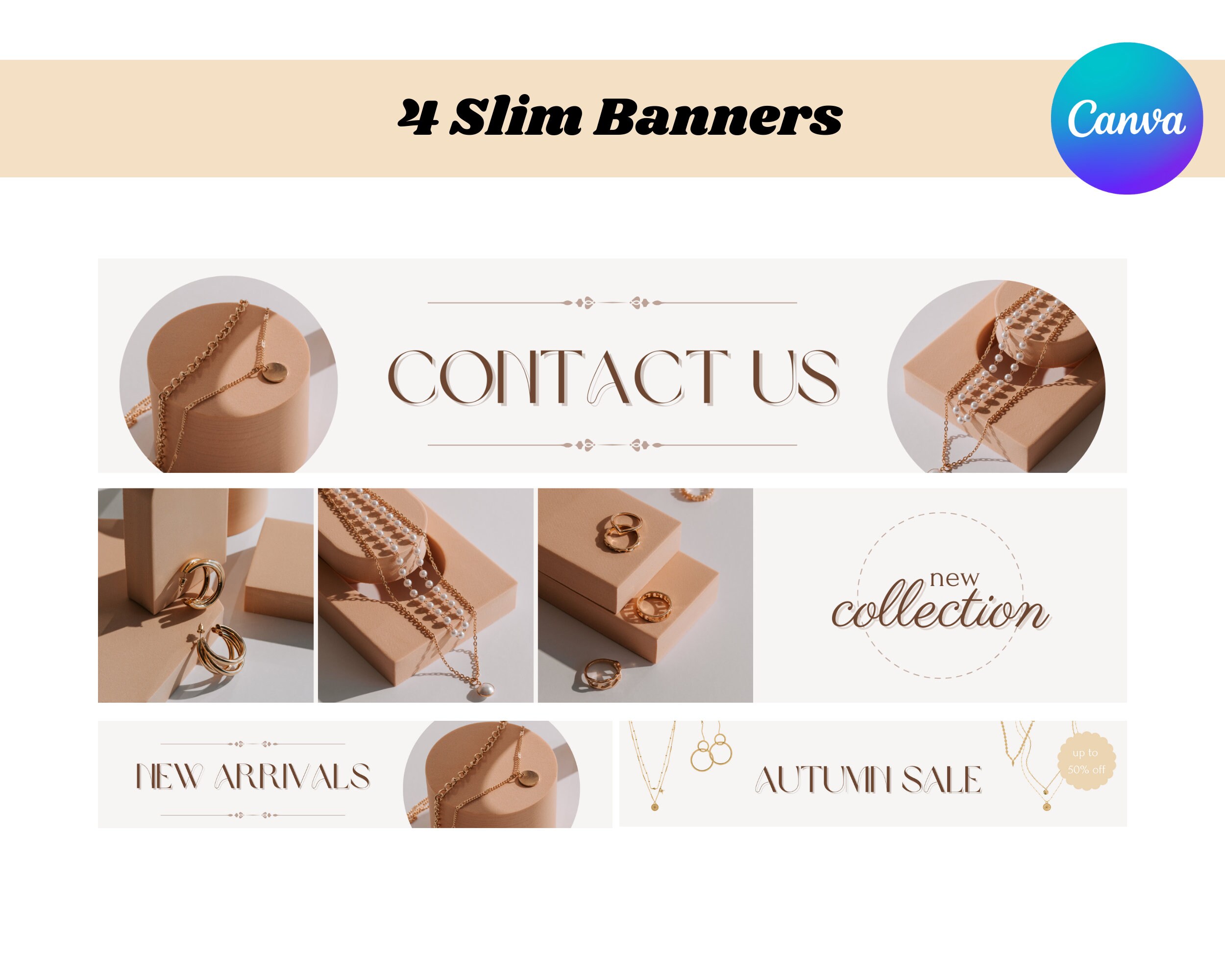 Off White Website Banner Template Shopify, Elegant Neutral Digital ...
