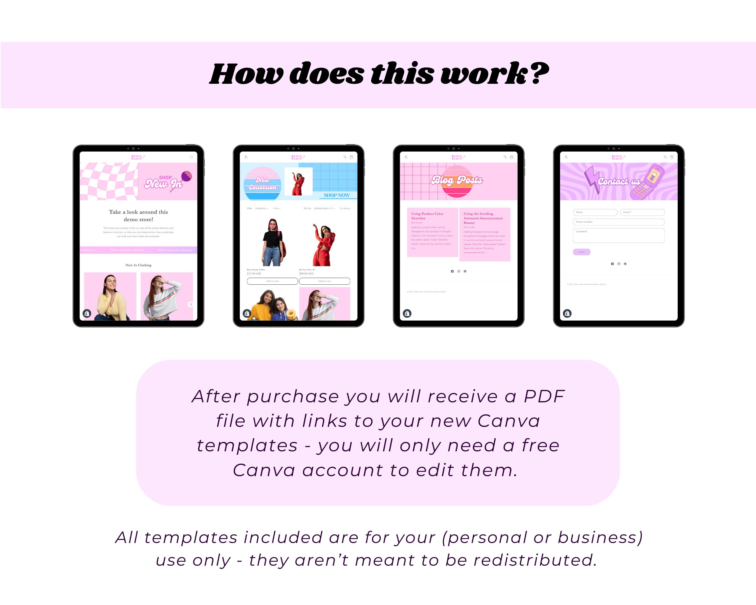 Retro Shopify Banner Templates for Canva, Pink Groovy Website Banner ...