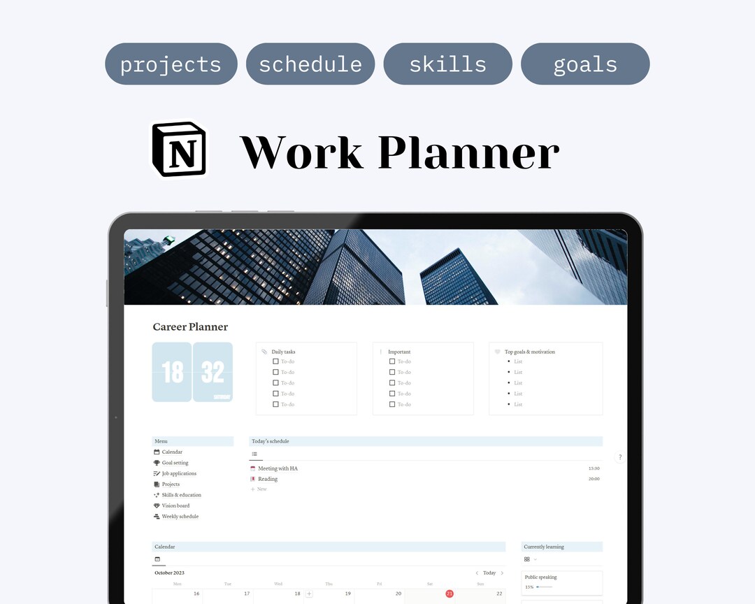 Work Career Planner Notion Template, Aesthetic Dashboard, Weekly Job ...