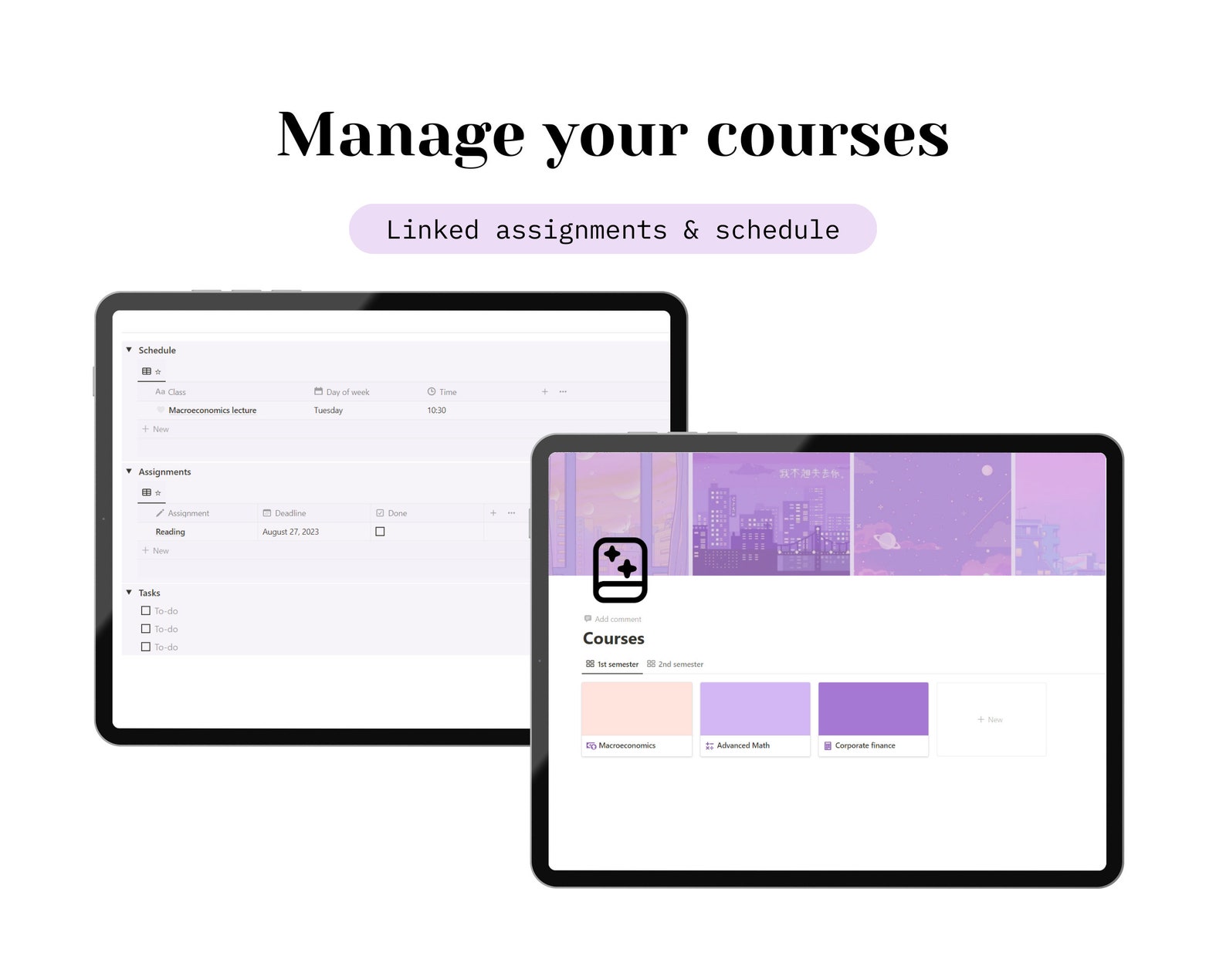 Student Planner Notion Template 2023 2024 Purple Violet - Etsy