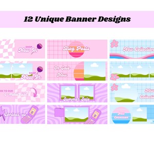 Retro Shopify Banner Templates for Canva, Pink Groovy Website Banner ...