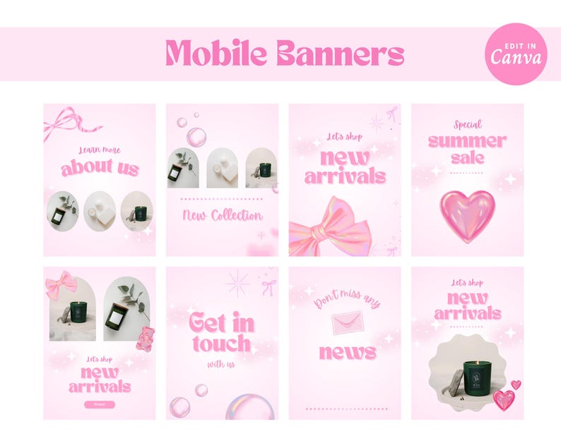200+ Pink Bow Website Instagram Branding Bundle, Pastel Digital Banner ...