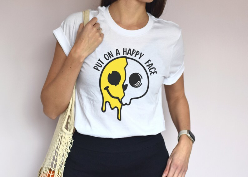 Unisex Graphic Tee Put on A Happy Face Tshirt Melting Smiley - Etsy