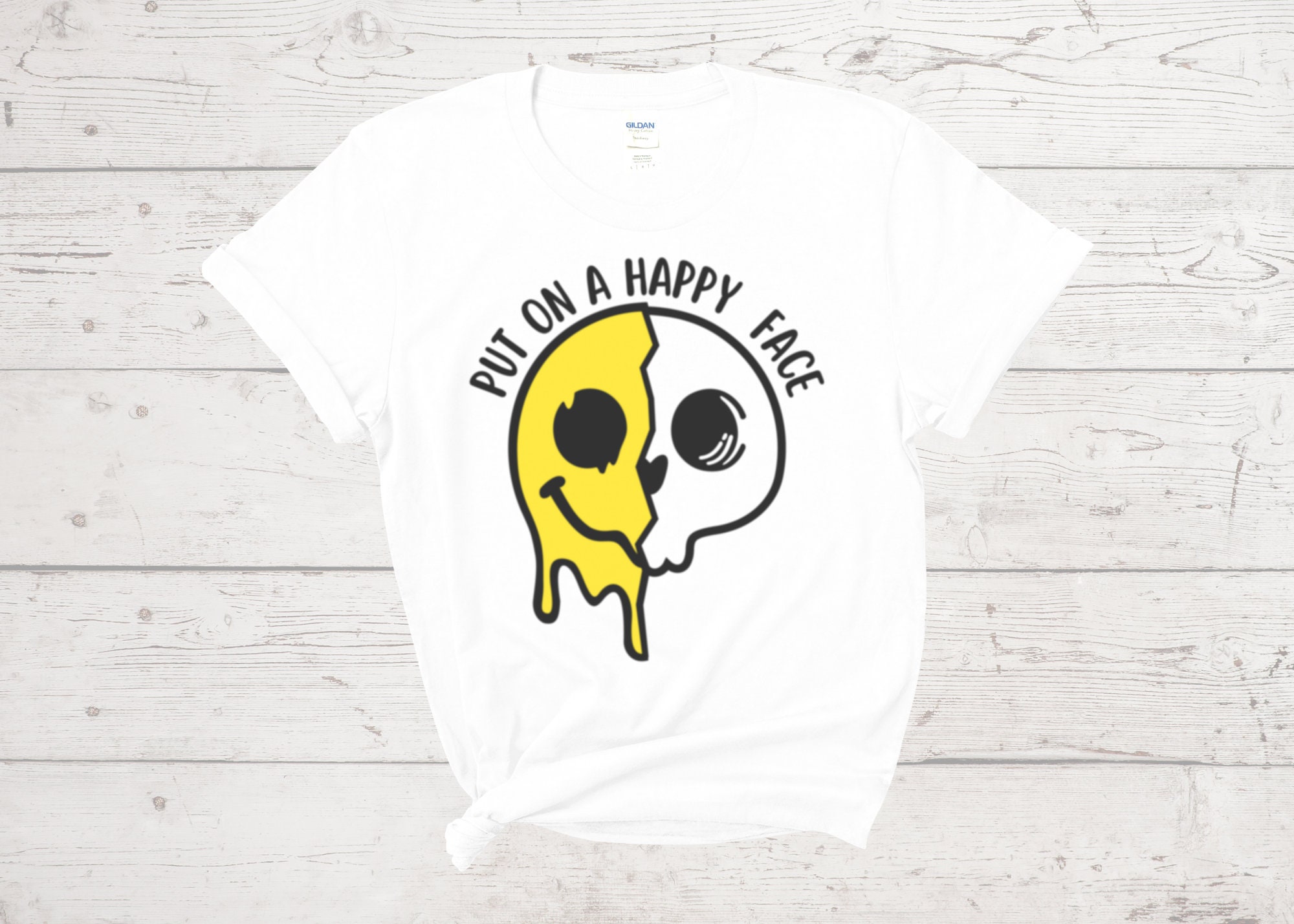 Unisex Graphic Tee Put on A Happy Face Tshirt Melting Smiley - Etsy