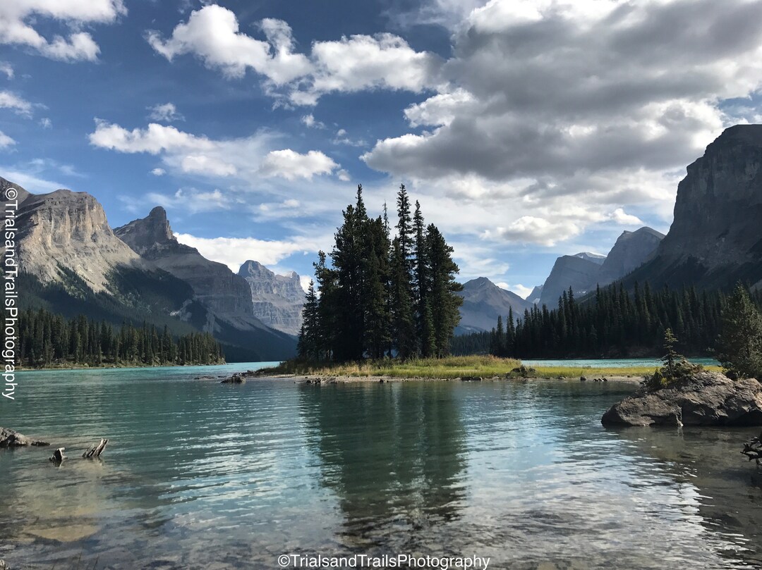 Spirit Island Photograph. Mountain and Glacier Lake Landscape Canvas ...