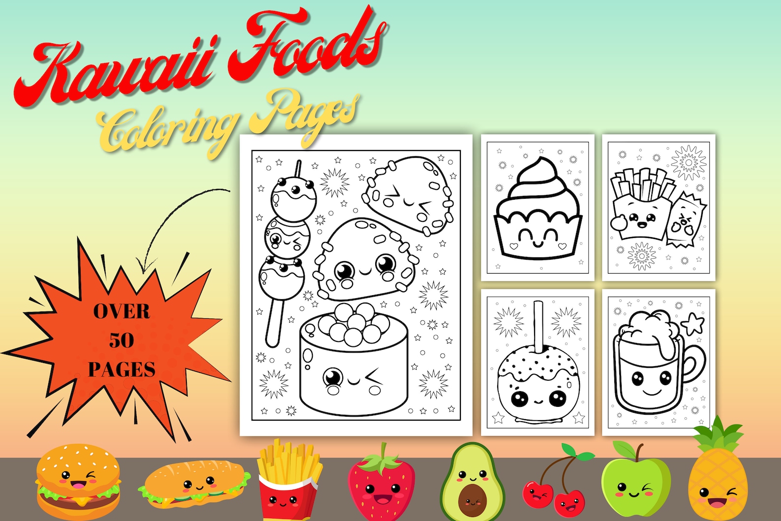 Kawaii Foods Coloring Pages, Coloring Art, Kids Activities, Kawaii ...