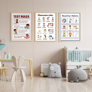 Kids Moral Values Flash Cards Wall Arts, Kids Healthy Habit, Classroom ...