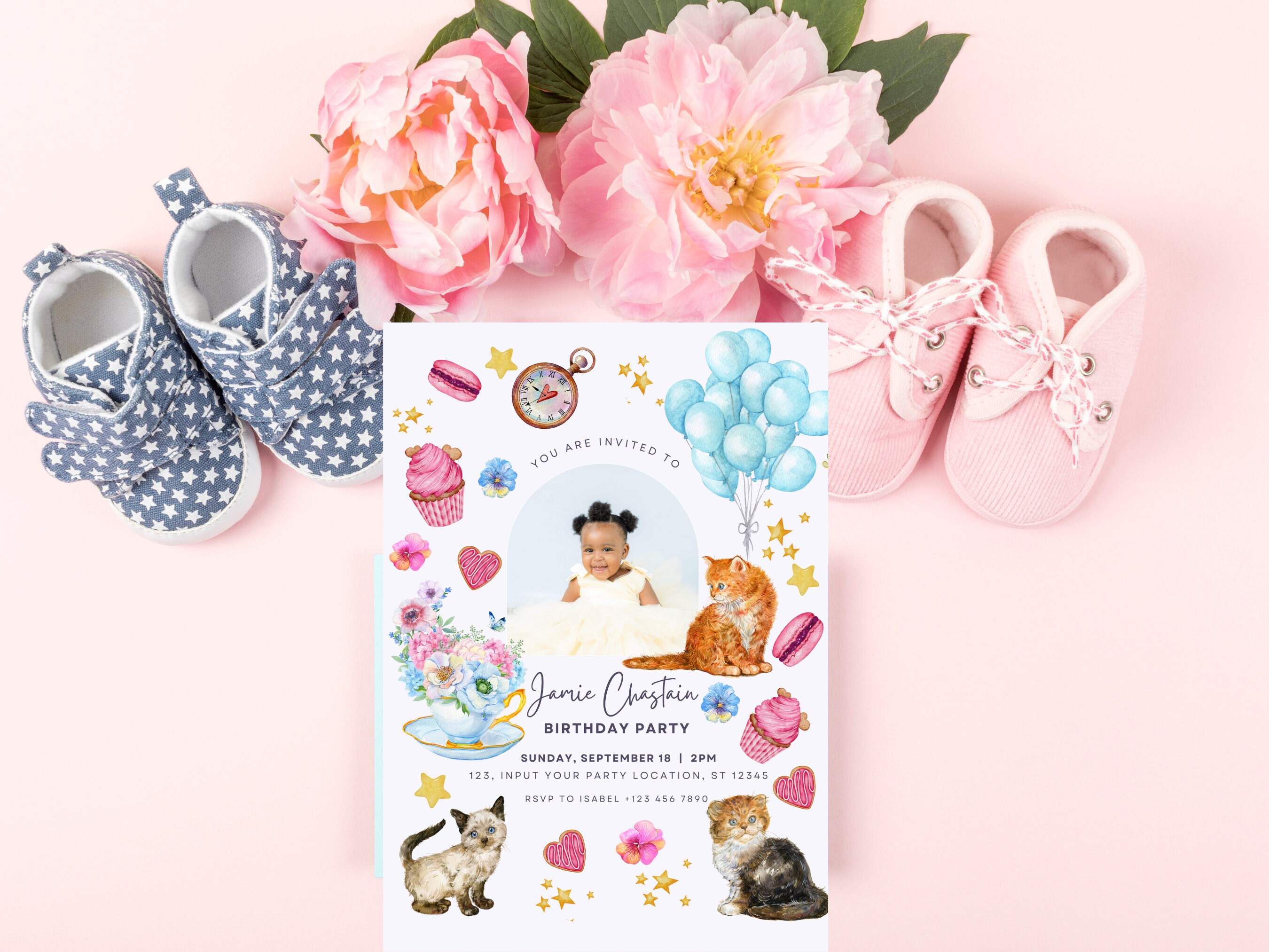 Baby Birthday Invitation Template, Editable Baby Birthday Invite ...