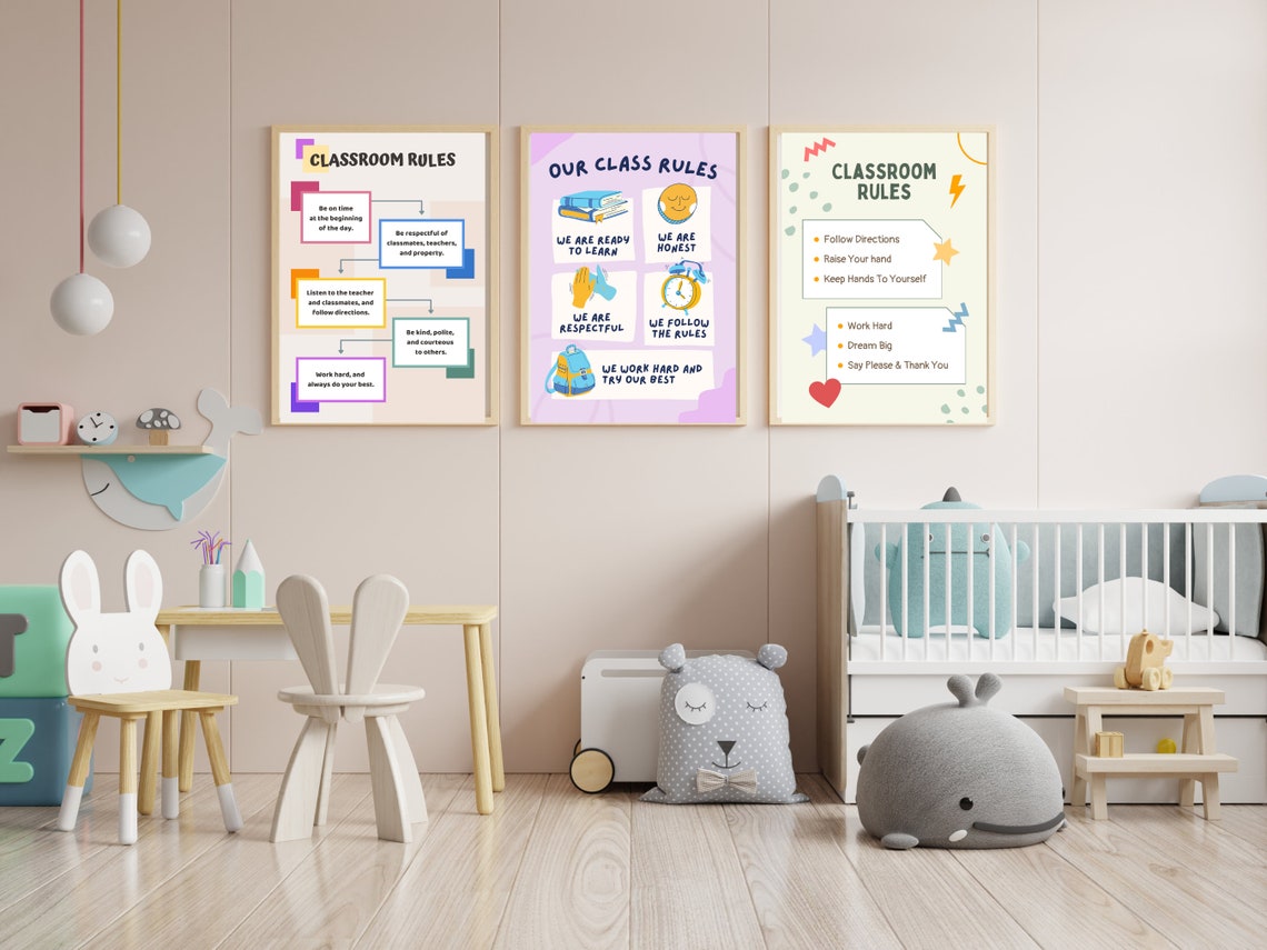 Classroom Rules Wall Art, Kids Moral Value Posters, Positive Classroom ...