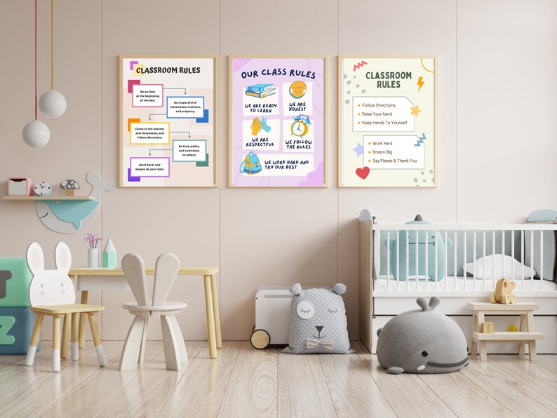 Classroom Rules Wall Art, Kids Moral Value Posters, Positive Classroom ...