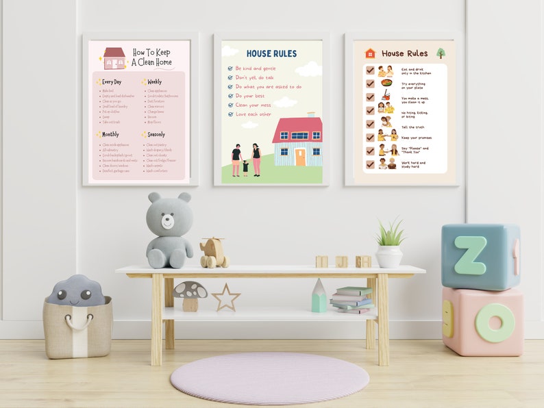 House Rules for Kids, House Rule Wall Art, Family Rule Wall Art, Home ...