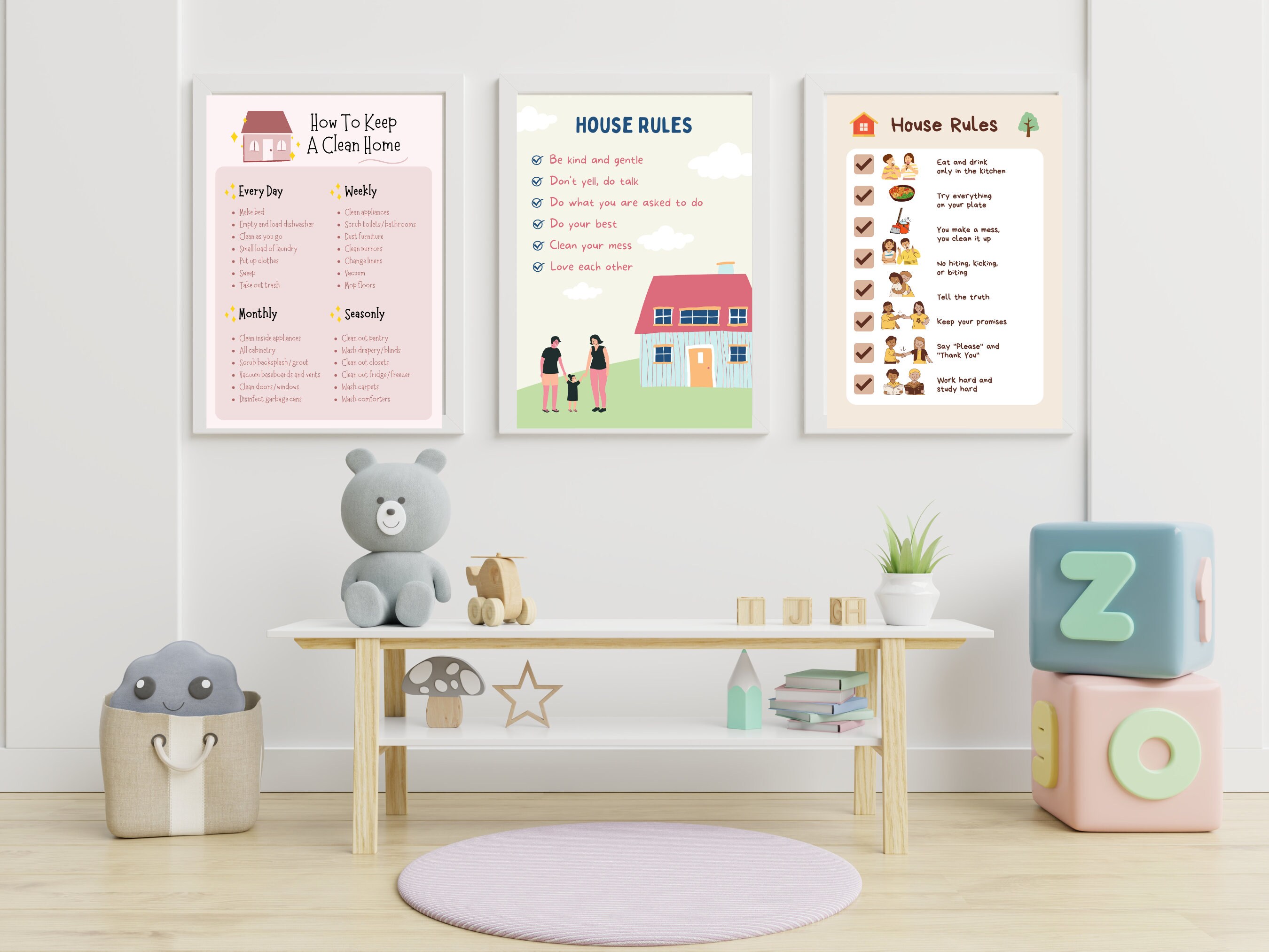 House Rules for Kids, House Rule Wall Art, Family Rule Wall Art, Home ...