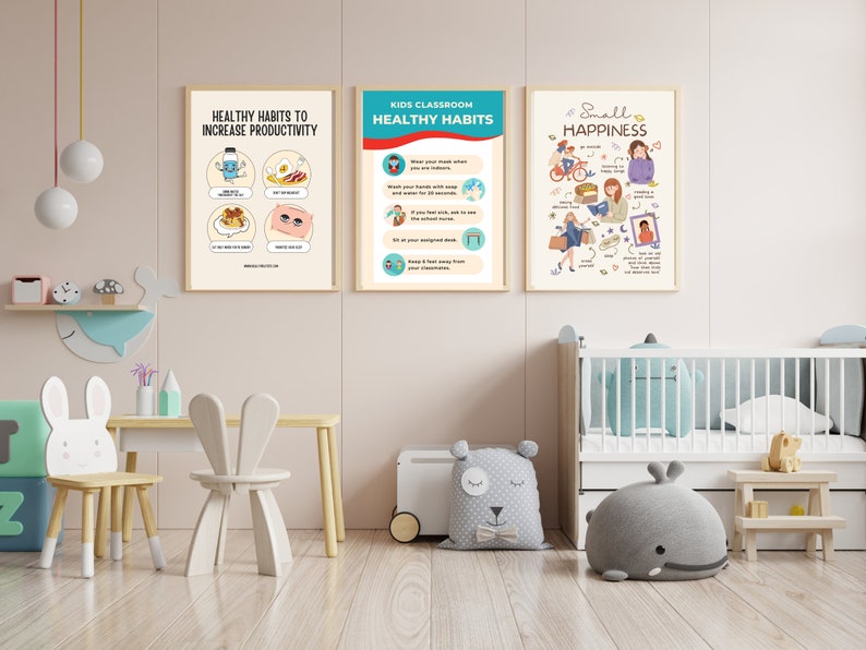 Kids Moral Values Flash Cards Wall Arts, Kids Healthy Habit, Classroom ...