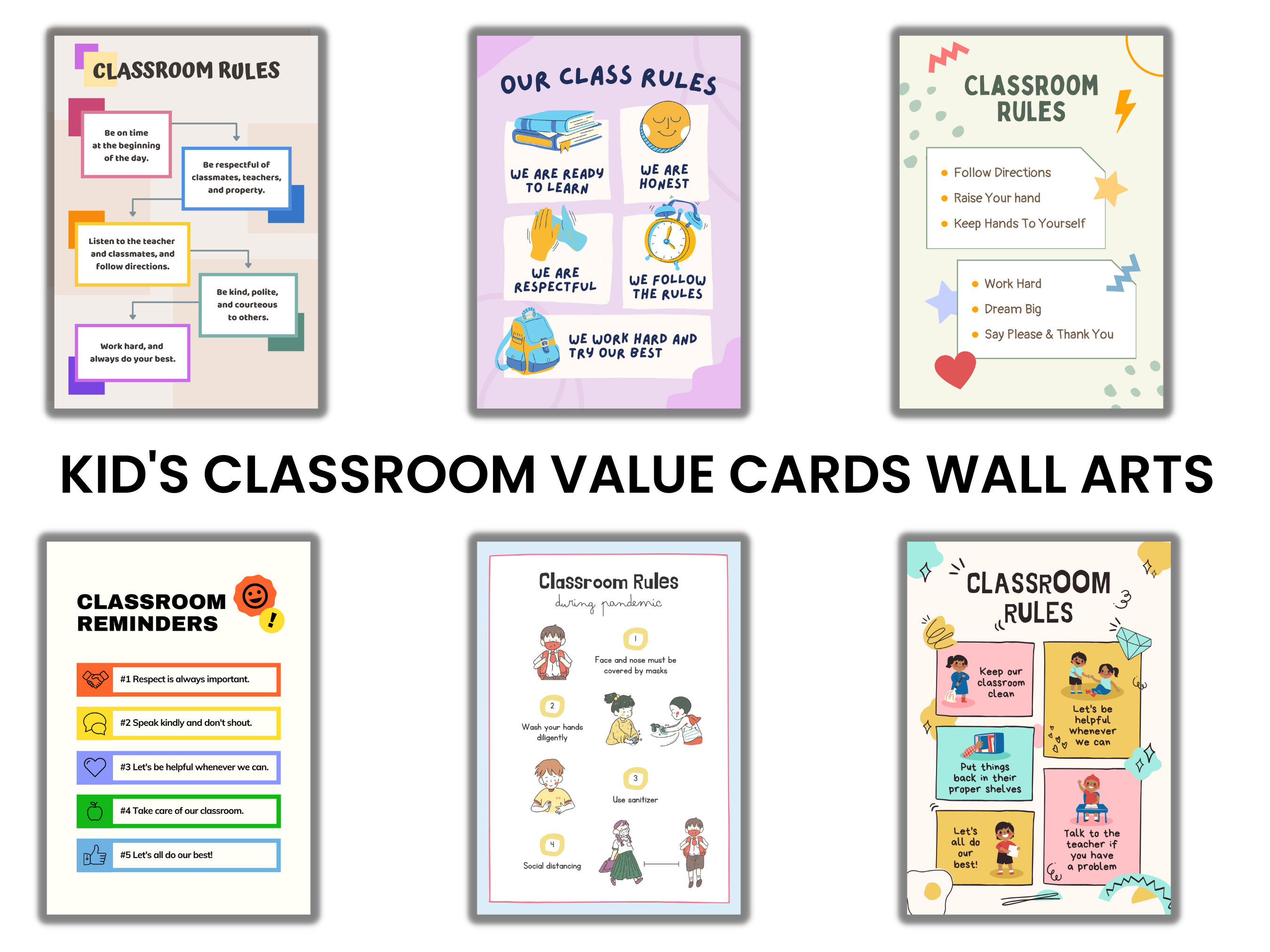 Classroom Rules Wall Art, Kids Moral Value Posters, Positive Classroom ...