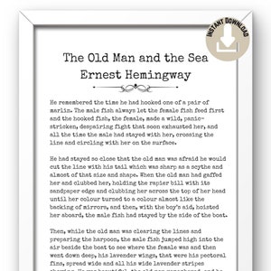 The Old Man and the Sea Ernest Hemingway Literary Inspirational Quote ...