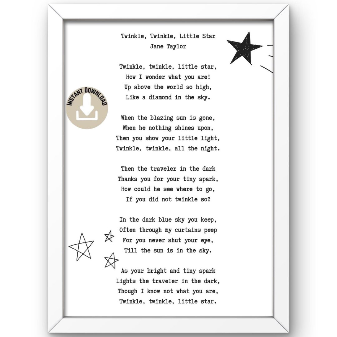 Twinkle, Twinkle, Little Star Literary Inspirational Quote Poster Art ...
