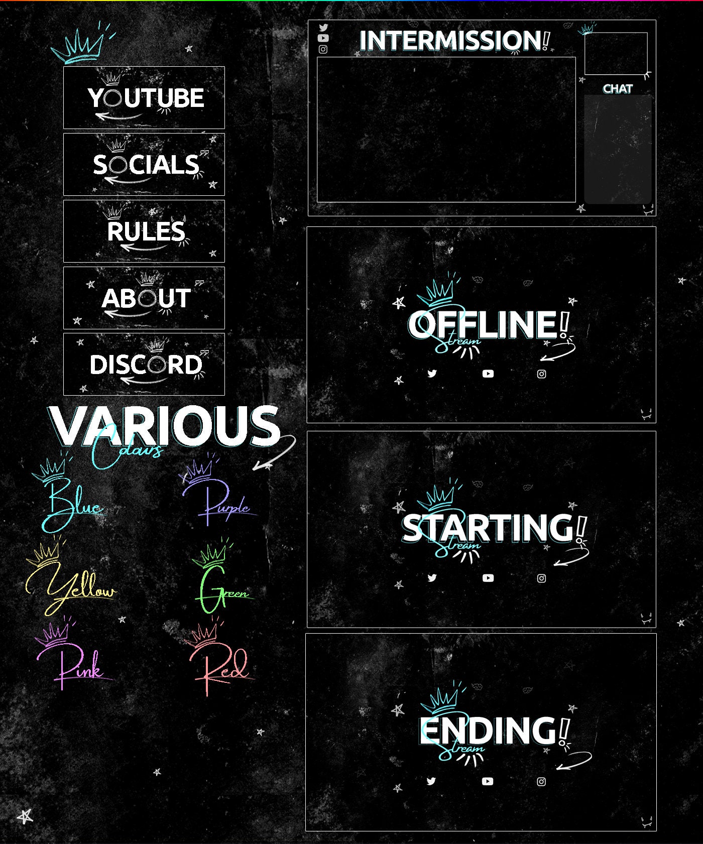 Static Pastel/grunge Stream Overlay Package (red) - Etsy