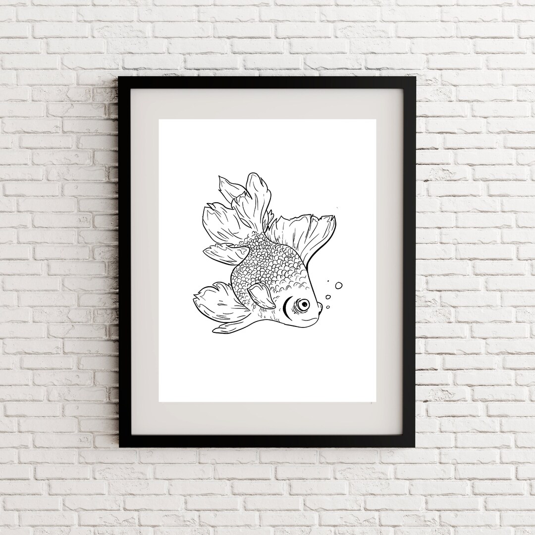 PRINTABLE Goldfish Artwork Digital Download Art Illustration Instant ...