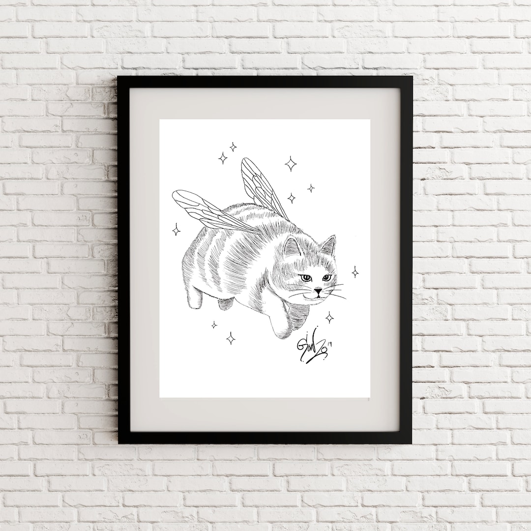 PRINTABLE bumble-cat Sketch Digital Download Art Print Poster Artwork ...