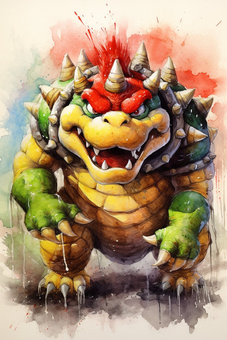 Bowser Unleashed: A Watercolor Odyssey Adaptable Digital Print for ...