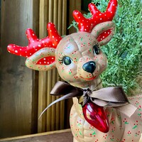 Vintage Kimple Ceramic Reindeer - Quilted Look - Shiny Finish- Vintage ...