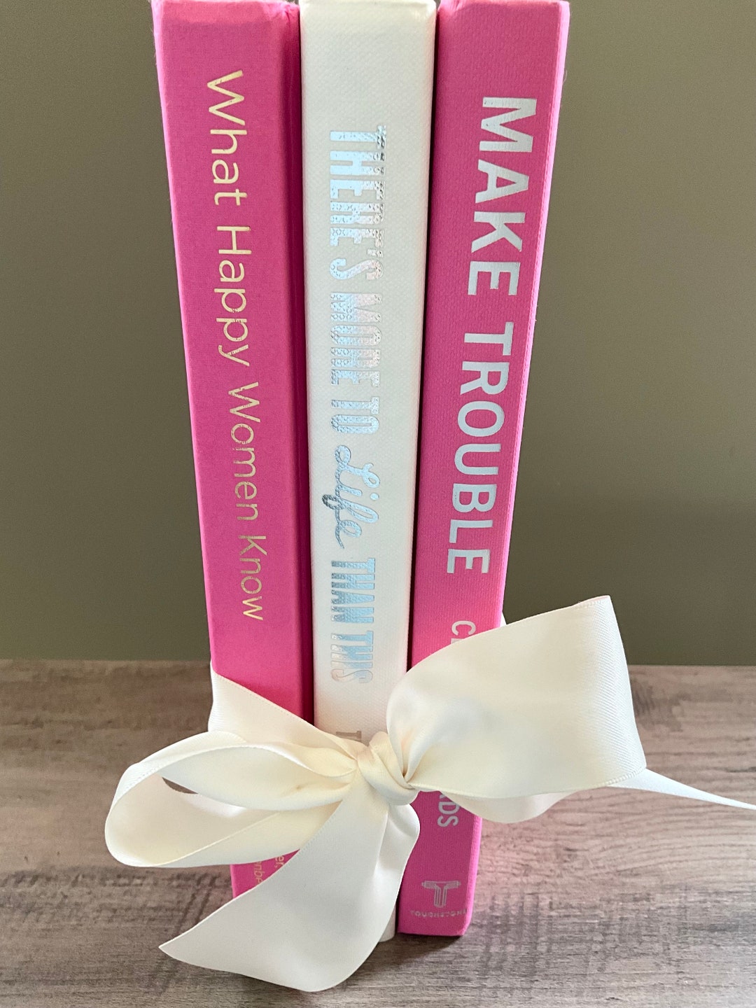 Pink and White Book Stack Decor - Etsy