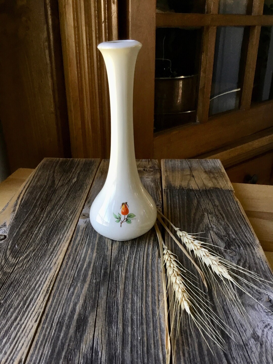 Vintage Handmade Bud Vase, Delicate Rose Hip Design - Etsy
