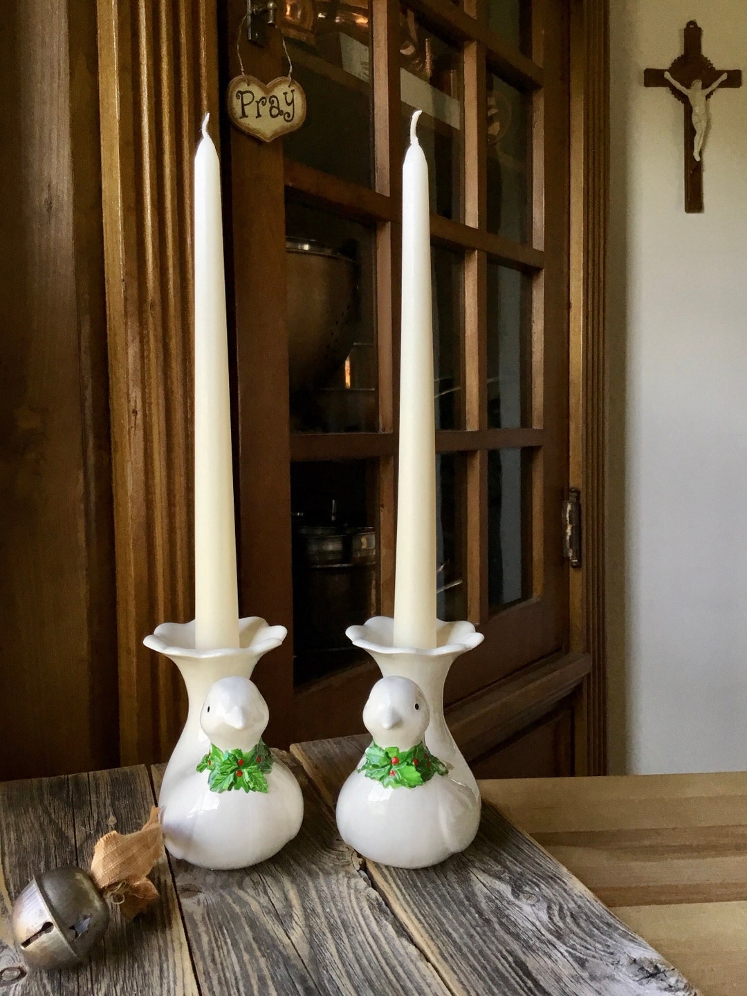 Fitz and Floyd Dove Candle Holders With Holly - Etsy