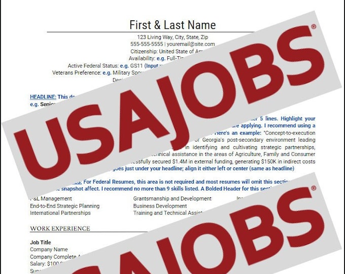 Usajobs Resume Template | Federal Resume | Government & Military ...