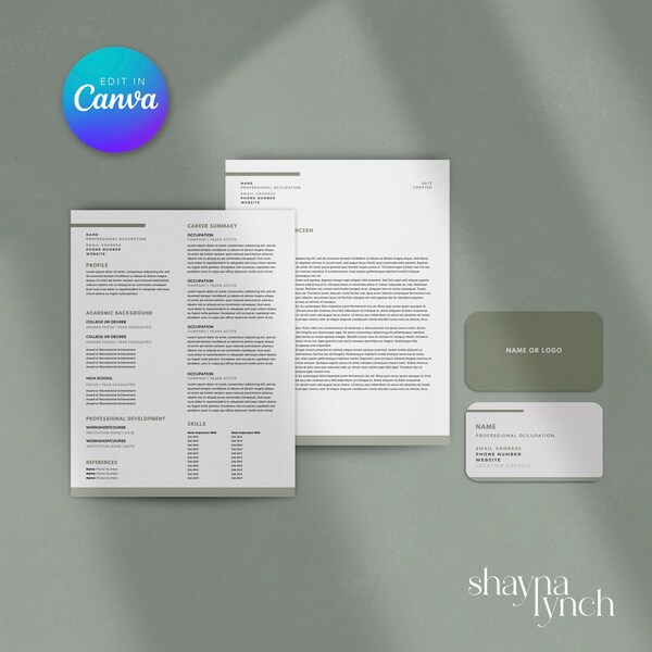 Cover Letter Business Card Resume - Etsy